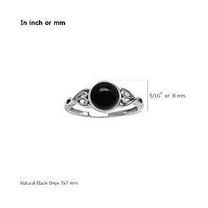 Silvershake 7mm Natural Black Onyx 925 Sterling Silver Victorian Style Solitaire Ring Size 8