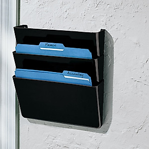 Brenton Studio Single Wall Pockets, Letter Size, Black, Pack Of 3, 59744