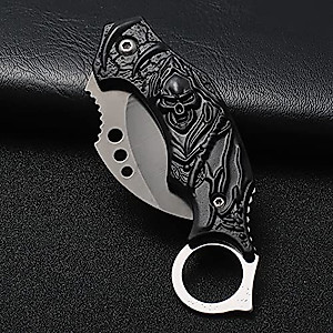 NA Pocket Knife for Men,Folding Knife Blade with Titanium Plated, Fishing Hiking Survival Knife,Outdoor Camping Knives for Men (Black Death)