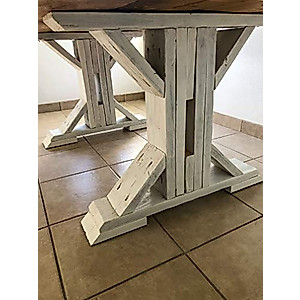Farmhouse Redwood Rustic Table, Reclaimed Wood, Dark Brown and White