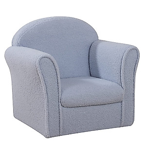 AFBKSS&BB Children Sofa, Kids Armrest Chair, Sturdy Wood Construction Kids Sofa Furniture, Armchair Couch for Preschool Children, Lightweight Toddler Sofa Chair, Teddy Velvet (Blue)