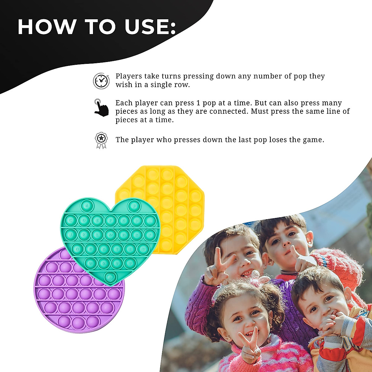 3 Pack Push Pop Fidget Toy - Push Pop Bubble Anti Anxiety Sensory Toy - Bubble Pop Stress Reliever - Durable & Washable Soft Silicone Squeeze Fidget Toy - Perfect for Adults & Kids (Three Colors)