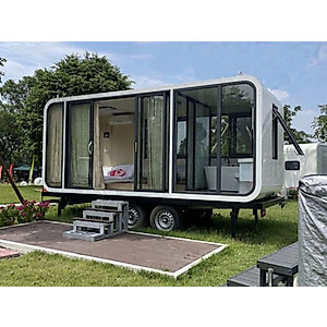 Prefabricated Home on Wheels, Portable 20ft House for Camping, Traveling, Backpacking, and Fishing. Fully Furnished Kitchen and Bathroom!