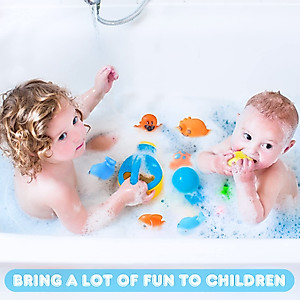 50 Pcs Baby Bath Toys Bulk Infant Bath Toys Water Float Squeak Rubber Animal Toys Bathtub Pool Toy for Toddlers Kids Bath Time Shower Party Favors Birthday Gifts, Random Style