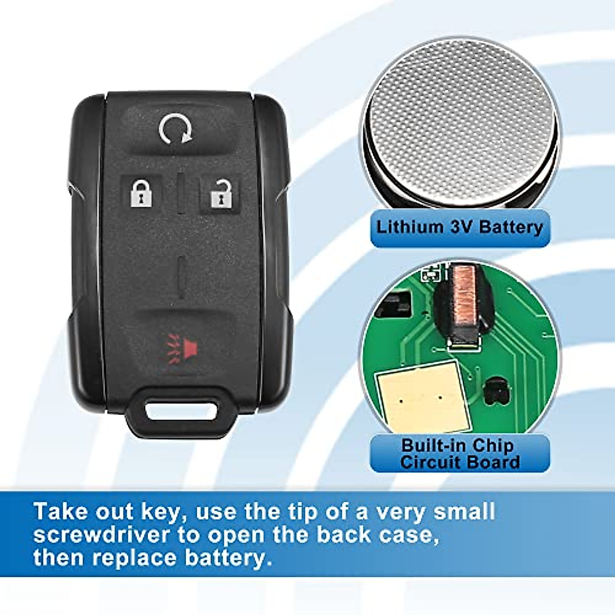 X AUTOHAUX 4 Button Keyless Entry Remote Control Replacement Key Fob Proximity Smart Fob M3N32337100 for Chevrolet Colorado 2015-2021 315MHz