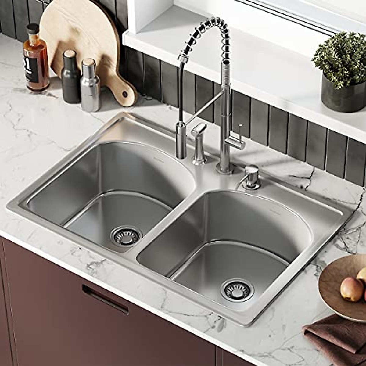 Swiss Madison SM-KT661 Ouvert 33 x 22 Stainless Steel, Dual Basin, Top-Mount Kitchen Sink