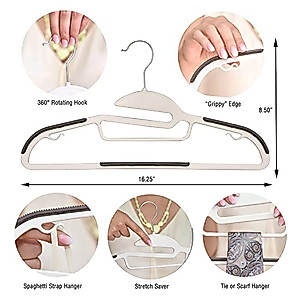 Closet Accessories Plastic Hangers, 50 Pack, with Non Slip Coating at Shoulders and Bar, Gray (S Shape)