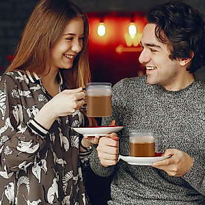 Wtrgas 6 Packs Simple Glass Coffee Mugs with Handle, 17 oz Clear Coffee Cups for Home, Cafe, Coffee Bar