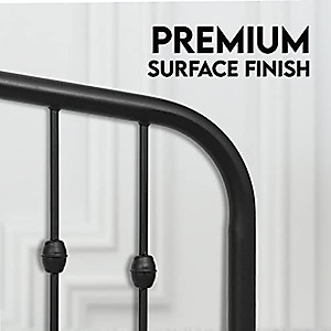 AMBEE21 Washington Queen Metal Bed Frame with Headboard and Footboard/Heavy Duty/Non-Squeak/Easy Assembly/Solid Sturdy Metal Slat/Black/No Box Spring Needed/Mattress Foundation