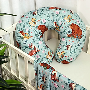 Nursing Pillow Cover & Baby Blankets, Woodland Breastfeeding Pillow Cover Boys Girls, Super Soft Throw Blanket 30 x 40 Inches