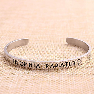 Jvvsci In Omnia Paratus Cuff Bracelet, Inspirational Motivational Gift, Best Friends Gift, The Motto of the Life and Death Brigade, Ready for Anything