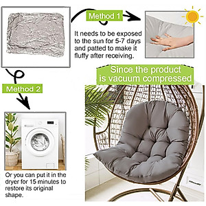 Dkieuyu Egg Chair Cushion (Only Cushion),Egg Chair Cushion Replacement for Hanging Egg Chair,40x32in Soft Thicken Comfortable Hanging Chair Cushion,Hammock Chair Cushion for Indoor Outdoor (Black)