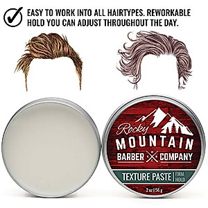 Rocky Mountain Barber Company Hair Paste for Men - Hair Styling Paste with Pliable Light-Firm Hold for All Hair Styles, Shine-Free Matte Finish - Easy to Wash Out – 2oz