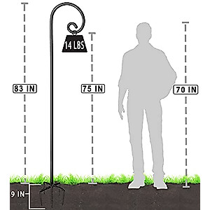 Artigarden Outdoor Shepherd Hooks 92 inch Tall for Bird Feeder (2 Packs), Adjustable Metal Garden Poles for Hanging Plants Solar Light Lantern, Bright Black