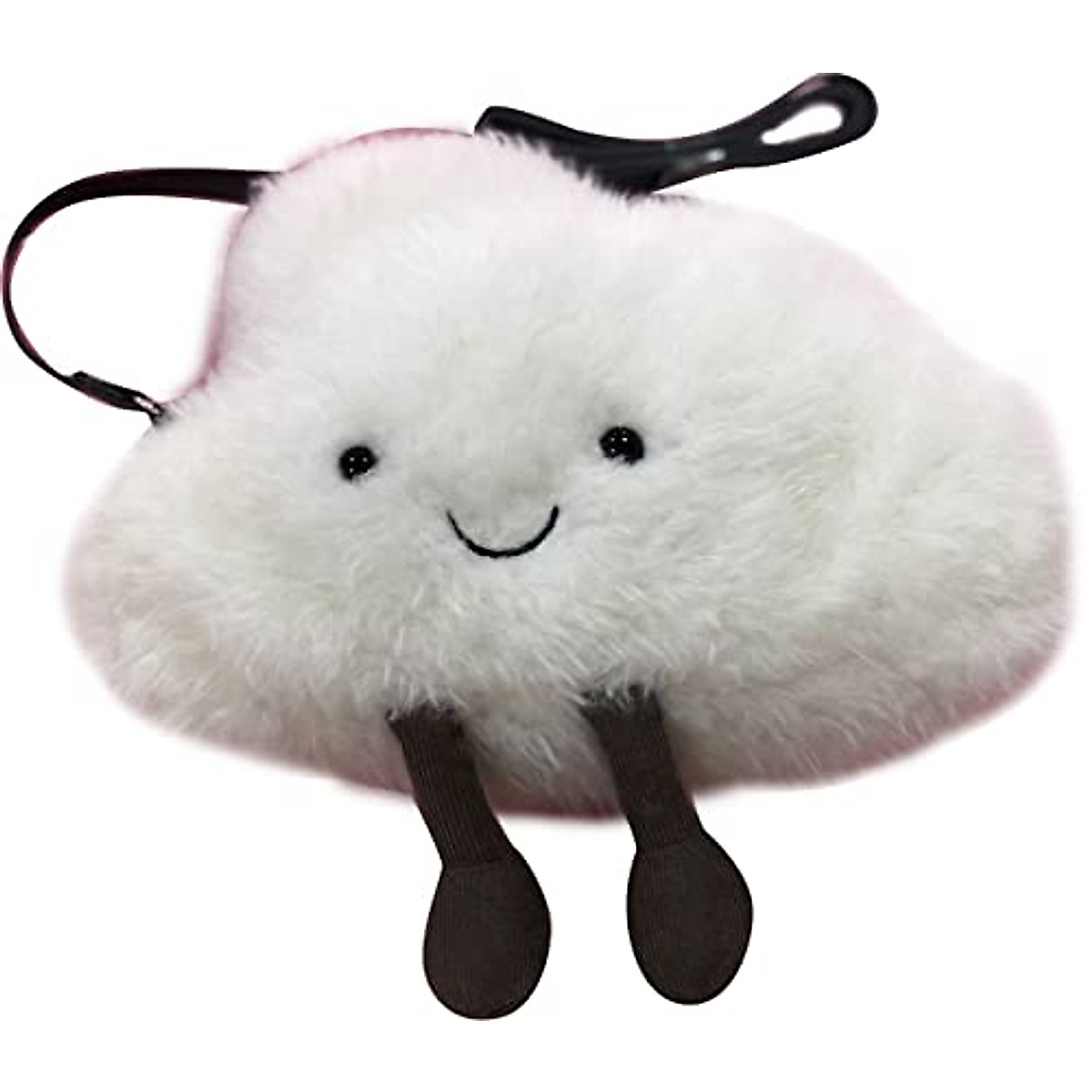 QZUnique Heart Shaped Handbag Women's Faux Fur Crossbody Bag Plush Wallet Purse Chain Shoulder Bag