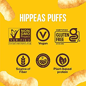 Hippeas Organic Chickpea Puffs, Vegan White Cheddar, 10 Ounce (Pack of 1), Family Size, 4g Protein, 3g Fiber, Vegan, Gluten-Free, Crunchy, Plant Protein Snacks