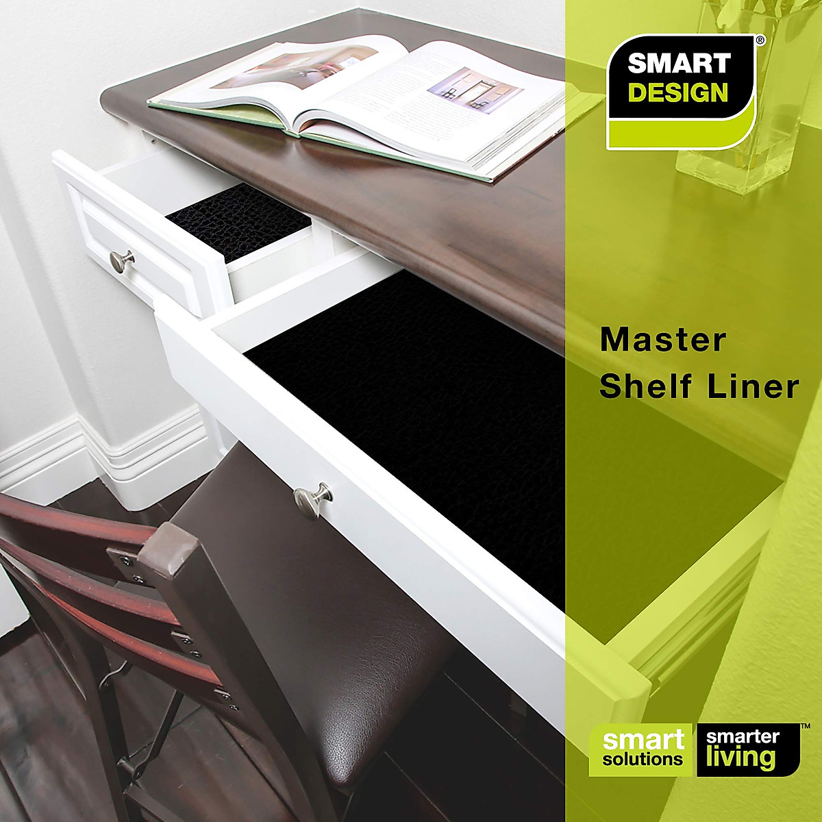 Smart Design Master Solid Grip Shelf Liner - 18 Inch x 4 Feet - Non Adhesive, Strong Grip Bottom, Easy Clean Kitchen Drawer, Cabinet, Cupboard Dresser Protector Cover, Non Slip Rubber Mat - Taupe