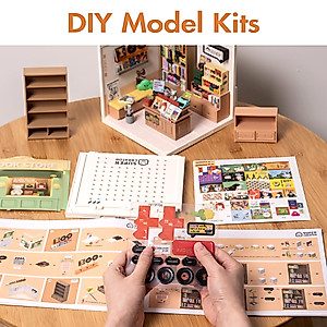 ROBOTIME DIY Miniature House - 1:24 Scale Realistic Store Kit with LED Light - Tiny Model Mini House with Furniture, Best Birthday Gift