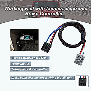 RED WOLF Brake Control Wiring Harness Adapter Fit Dodge Ram Chrysler w/Multifunctional 4 to 7 Way Pin Flat Trailer Converter Connector, 7 Round Blade Trailer Camper Towing Brake System Mount