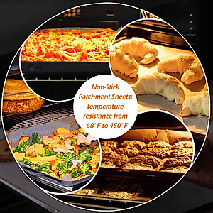 GeeRic Baking Parchment Paper, 100Pcs 8x12 inch Kitchen Parchment Paper Baking Sheets, Non-Stick Precut Baking Parchment for Baking Cookies, Bread, Meat, Pizza (White)