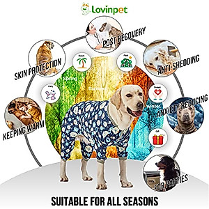 LovinPet Giant Dog Pajamas, Jellyfish and Starfish Deep Sea Print, Lightweight Pullover Large Puppy Pajamas, Large Breed Full Coverage Dog Jammies, Pet PJ's /3XL