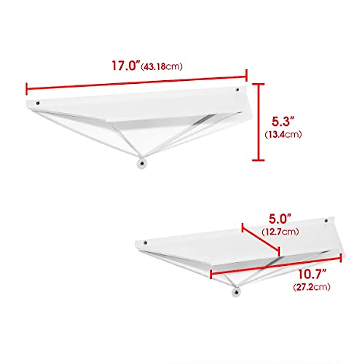 J JACKCUBE DESIGN Metal Wall Shelf/Floating Shelves, Display Hanging Organizer Rack for Living Room, Bathroom, Kitchen (White, Trapezoid) - MK486B