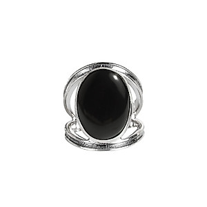 YoTreasure Black Onyx Solid 925 Sterling Silver Split Shank Statement Ring