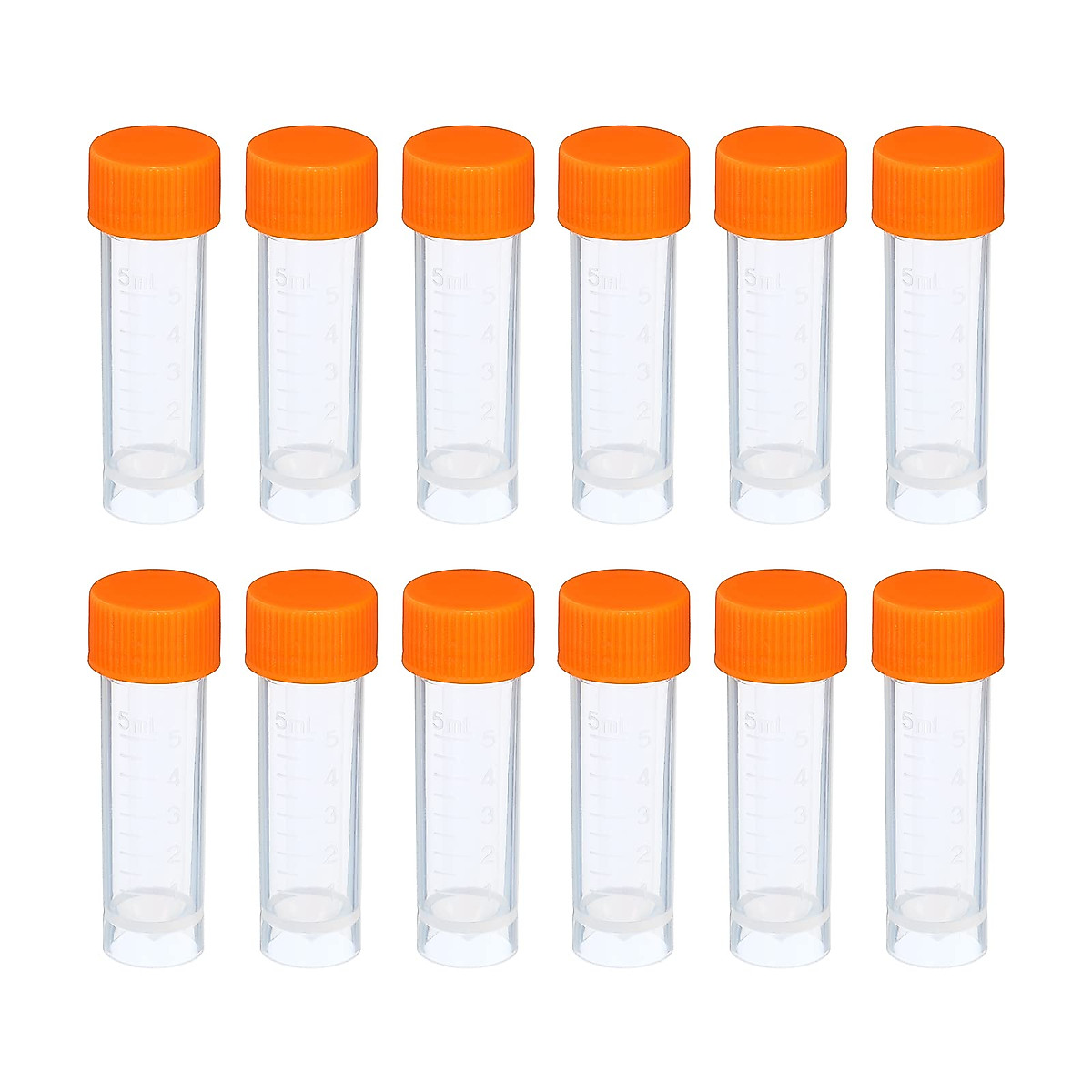PATIKIL 5mL Plastic Test Tubes, 12 Pack Frozen Container Storage Screw Cap for Lab Laboratory Science, Clear