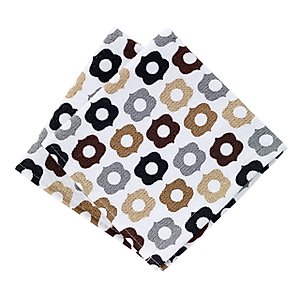 T-fal Textiles Highly Absorbent 100% Cotton Double Sided Printed Dish Cloths, 12" x 12", Set of 2, Neutral Bulb Pattern