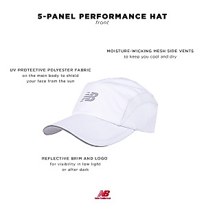 New Balance Men's and Women's 5-Panel Moisture Wicking Performance Hat, One Size, Blue