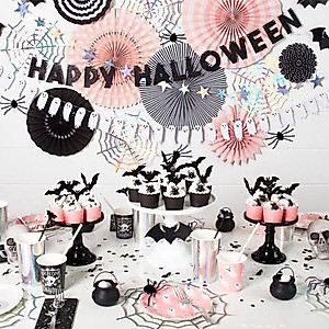 24 PCS Halloween Bat Cupcake Toppers Black Glitter Bat Halloween Cupcake Picks for Halloween Theme Baby Shower Kids Birthday Party Cake Decorations Supplies