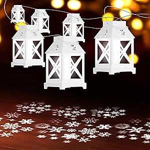 YUNLIGHTS Christmas Projector String Lights - 22.6FT 6PCS Lanterns in One String Lights for Indoor Outdoor Plug-in Christmas Snowflake Projection Lights for Christmas