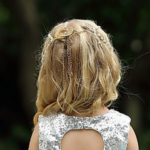 Golden Headband Princess Hair Chain For Little Girls Birthday,Wedding Party Dress Up(Style1)