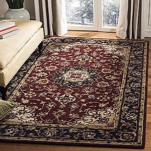 SAFAVIEH Classic Collection Area Rug - 8'3" x 11', Burgundy & Navy, Handmade Traditional Oriental Wool, Ideal for High Traffic Areas in Living Room, Bedroom (CL362A)