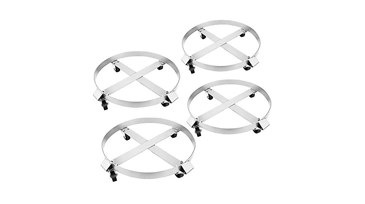 55-Gallon Drum Dolly Set of 4 - Heavy-Duty Steel Dolly Pack with Cross ...