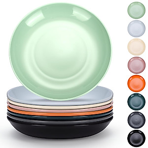 Evanda Plastic Plates Set of 8 Pieces, Dinner Plates 9.5 inch Unbreakable Reusable Dishes for All Purpose and All Age, Microwave Safe BPA Free Dishwasher Safe (Mutil Color)