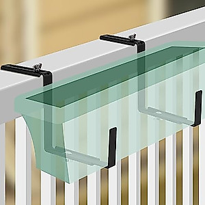 Vinazone Window Box Bracket, Adjustable Planter Box Bracket, Flower Box Bracket for Railing, No Drill Flower Box Holder, Railing Planter Bracket, Planter Box Bracket for Deck Railing - 4Pack - Black