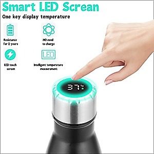 Olerd 17oz Smart Coffee Thermoses, Insulated Stainless Steel Water Bottle with LCD Touch Screen, Keep Hot Or Cold, Car Portable Travel Tea Coffee Vacuum Cup, Great for Travel, Picnic& Camping(Black)