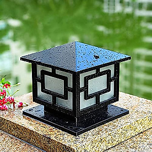 CZLZY Modern Simple E27 Pillar Lamp Outdoor Post Light Fixtures Creative Aluminum Square Column Light Acrylic Lampshade Villa Courtyard Fence Landscape Light Pedestal Light