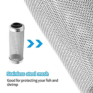 Bivethoi Stainless Steel Aquarium Filter Intake Cover, 16mm Shrimp Filter Guard Metal Fish Tank Filter Intake Strainer, Mesh Tube Filter Net Cover Aquarium Inlet Filter Screen for Fish Tank