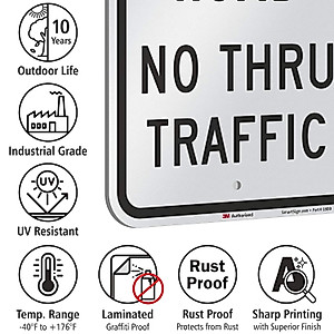 SmartSign 3M Engineer Grade Reflective Sign, Legend "Private Road No Thru Traffic", 18" high x 12" wide, Black on White