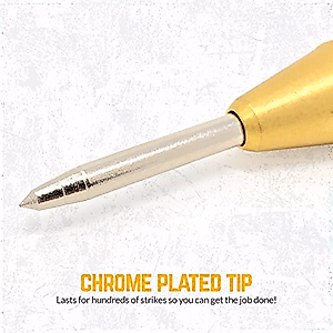 Automatic Center Punch - 5 inch Brass Spring Loaded Center Hole Punch with Adjustable Tension, Hand Tool for Metal or Wood - Pack of 2