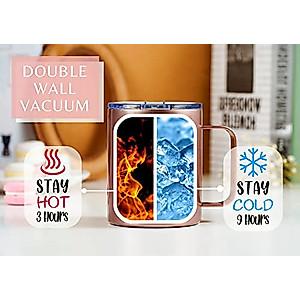 Onebttl Coach Gifts, Funny Gift Idea for Appreciation, Christmas, Birthday, 12oz Stainless Steel Insulated Travel Coffee Mug - Coach Nutriton Facts RoseGold