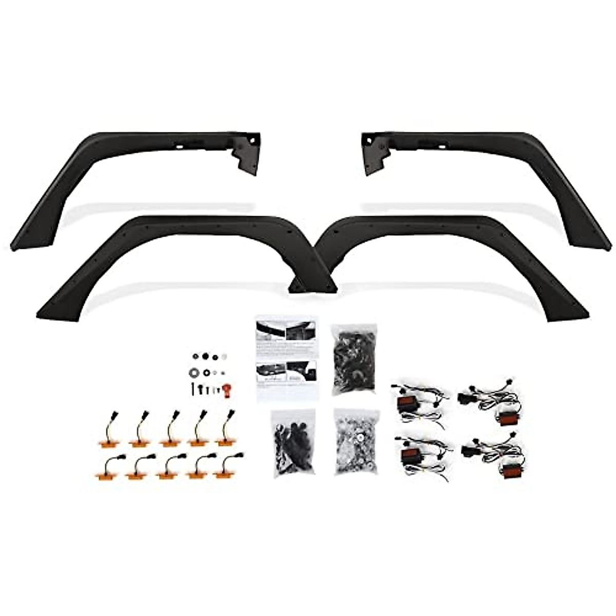 ORTUS UNI 4 Fits Jk Fender Flares Black Stubby Pocket Style Smooth ()