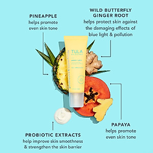 TULA Skin Care Protect + Glow Daily Sunscreen Gel Broad Spectrum SPF 30 - Skincare-First, Non-Greasy, Non-Comedogenic & Reef-Safe with Pollution & Blue Light Protection, Supersize, 3.38 oz