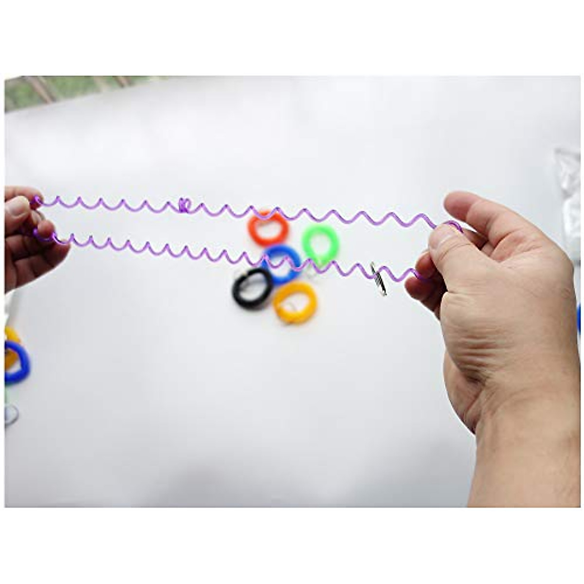 Pack of 6 Colorful Spring Spiral Wrist Coil Key Chain, Wristband Key Ring