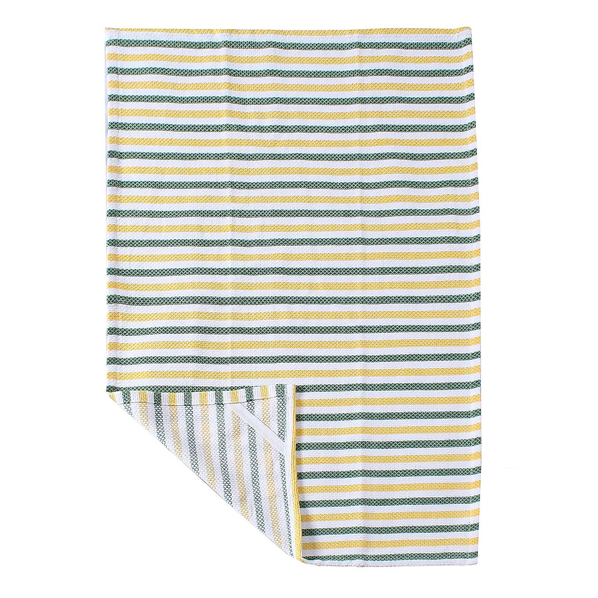 ANA Eco-Friendly 100% Cotton and Highly Absorbent Kitchen Discloth Towels | Lemon Yellow Print | Set of 4 | Stripe and Check Print | 20x28 inch | Designed to Make Your Kitchen More Alluring