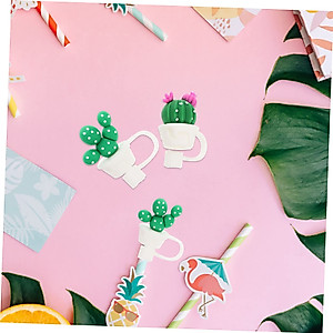 Zerodeko 4pcs Cactus Straw Plugs Silicone Drinking Straws Drinking Straw Caps Reusable Silicone Straw Caps Drinking Pipe Cover Cute Straw Topper Straw Tip Cover Straw Protectors Green Pvc