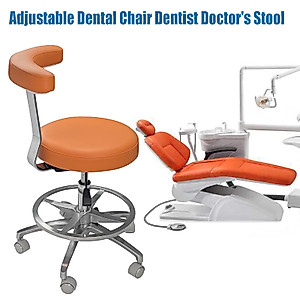 SFKLYU Doctor Chair Assistant Stool Microfiber Leather Dental Stool Dentist Chair with Armrest Adjustable Height,A