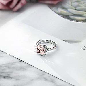 Gem Stone King 925 Sterling Silver Peach Nano Morganite and White Created Sapphire Ring For Women (2.50 Cttw, Gemstone Birthstone, Available In Size 5, 6, 7, 8, 9)